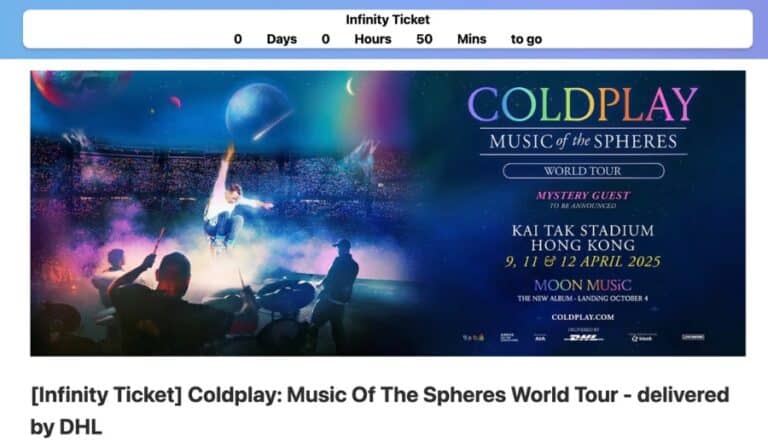 Will Coldplay Hold Additional ‘Infinity Ticket’ Sales for Their Hong ...